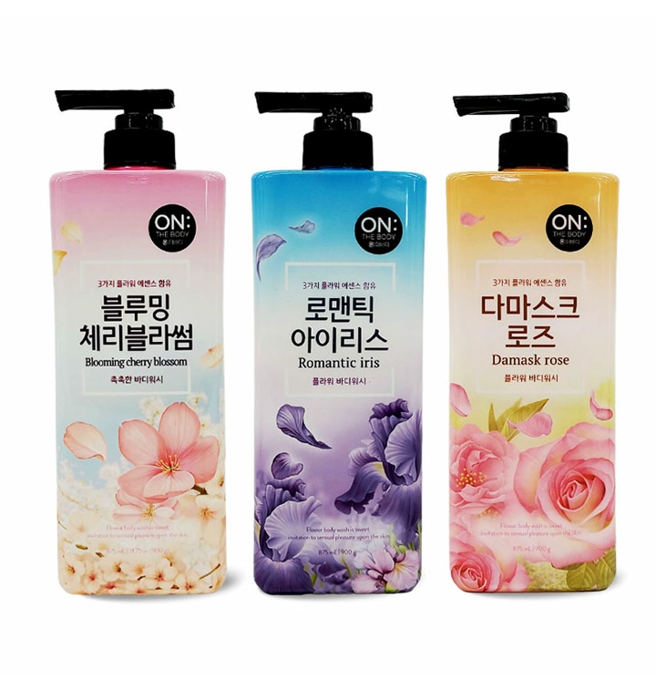 온더바디 플라워 에센스 바디워시 900g 바디클렌저 샤워젤 체리블라썸 아이리스 로즈 티몬