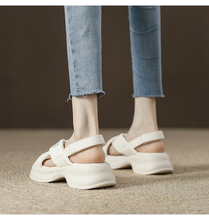 발편한 소가죽 크로스 샌들 X자 부드러운 통굽 쿠션 스포츠 신발 여성 슬링백 5CM 225 티몬