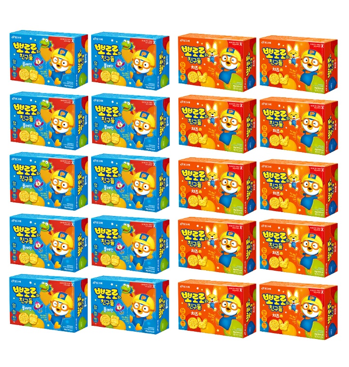 크라운제과 뽀로로와 친구들 65g 플레인10 치즈10 빙그레 유아과자 아기과자 영유아과자 분유과자 티몬