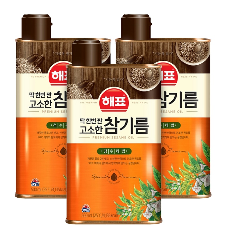 사조 해표 딱 한번짠 고소한 참기름 500ml X 3 티몬