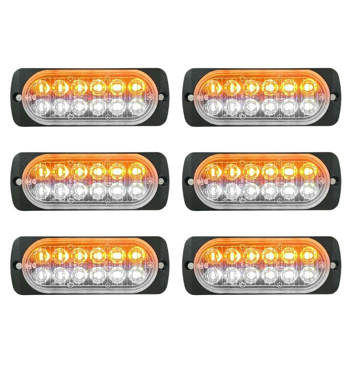 Alllllc Led 비상 스트로브 조명 6 Led 경고 깜박이는 빛 주의 자동차 트럭용 건설 조명 6pc 티몬
